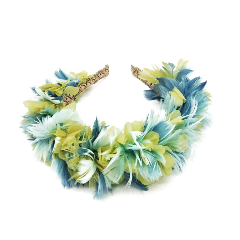 Diadema Pompones Verdes y Rosas - Lito & Lola